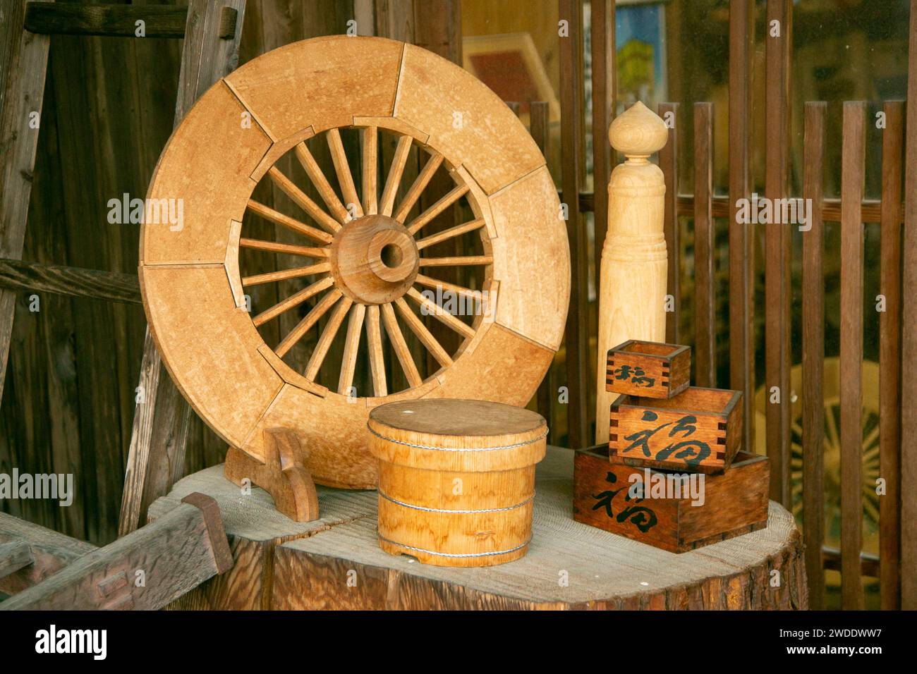 Traditional Japanese objects made by wood craftsmen in Murakami City ...