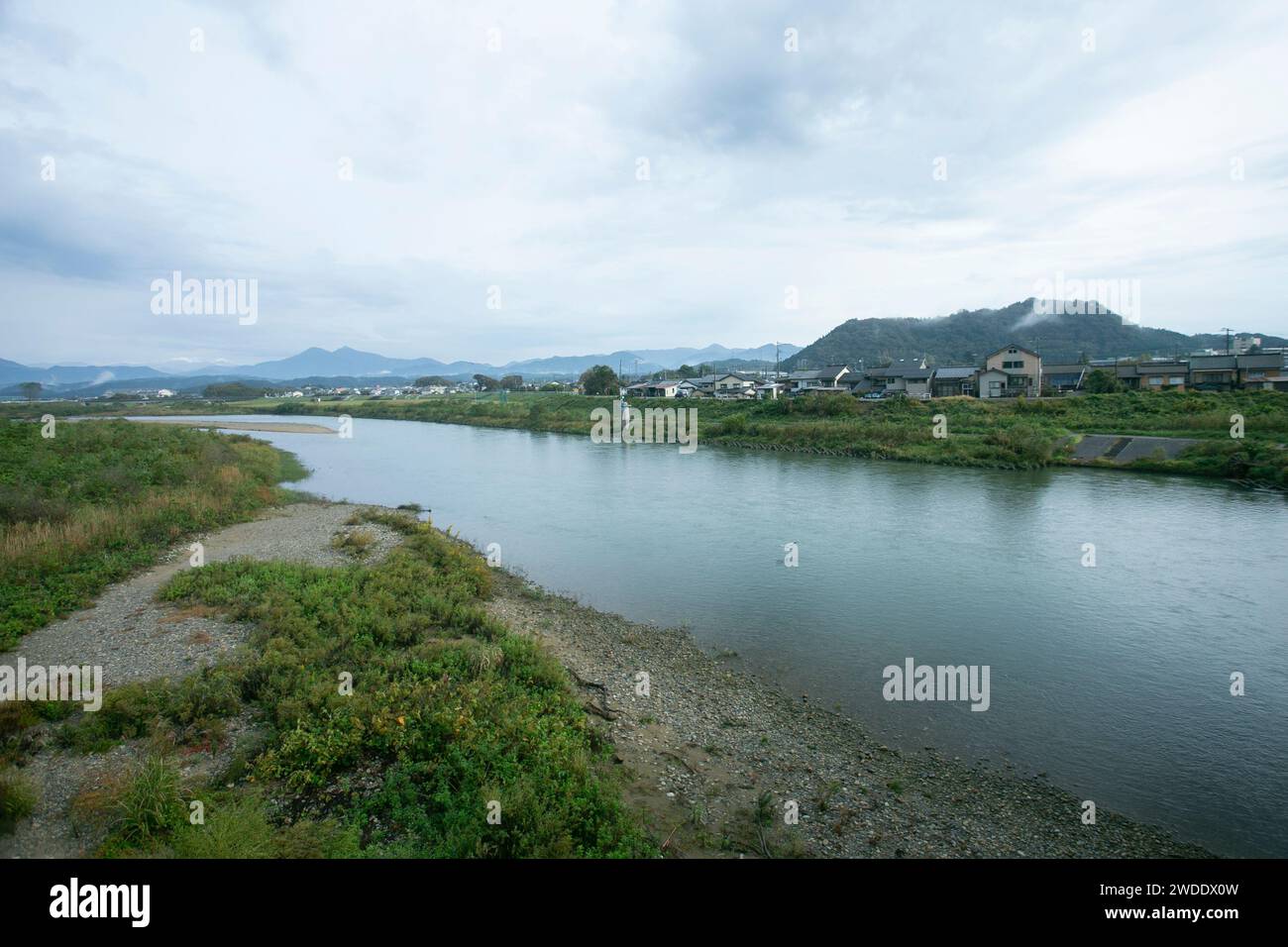 Miomote river at Murakami in the Niigata region of northern Japan Stock ...