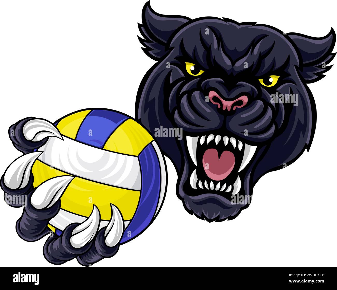 Panther Jaguar Leopard Volleyball Ball Claw Mascot Stock Vector Image ...