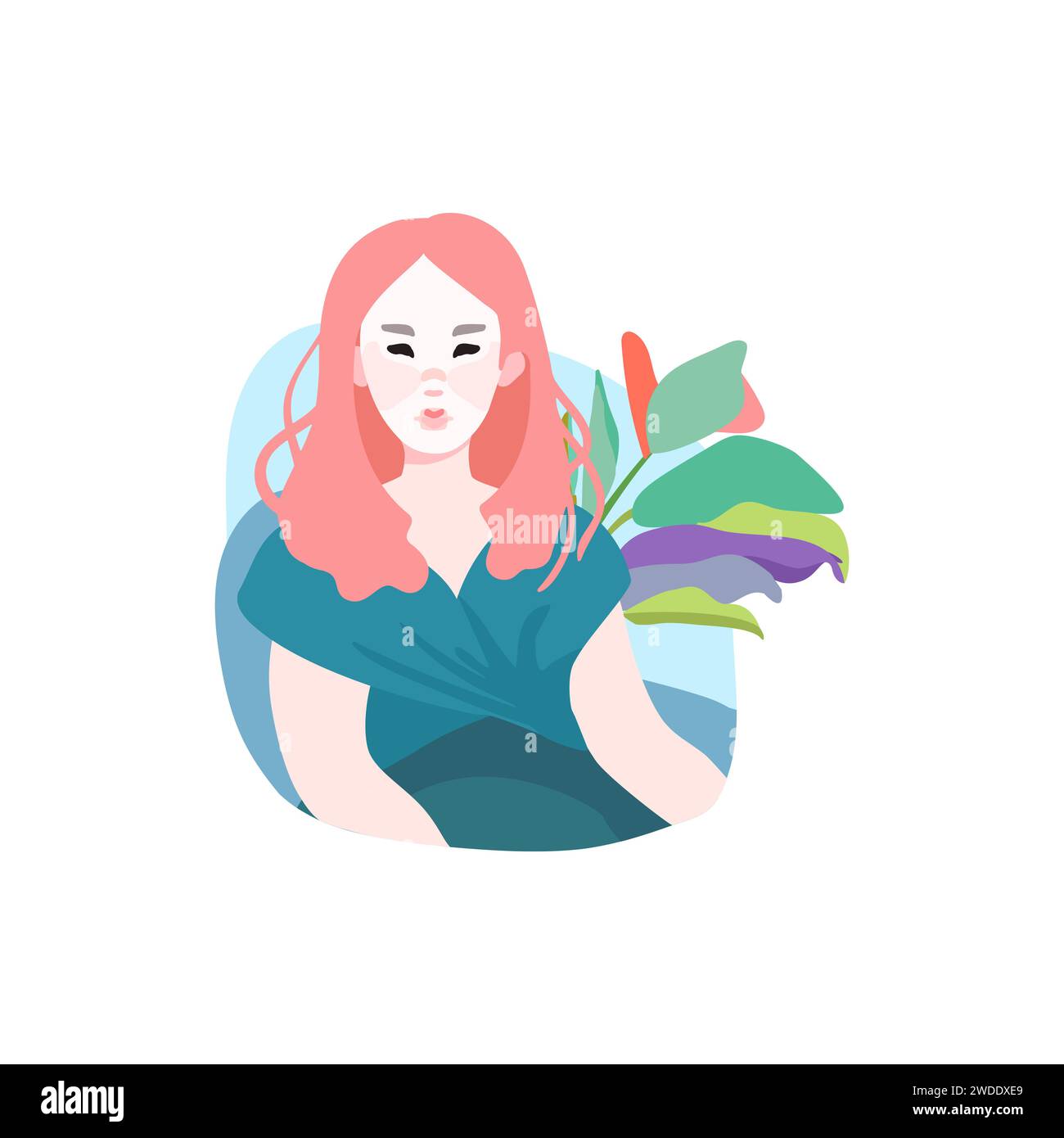 Avatar of a girl in a modern minimalist style. Woman in a green dress ...