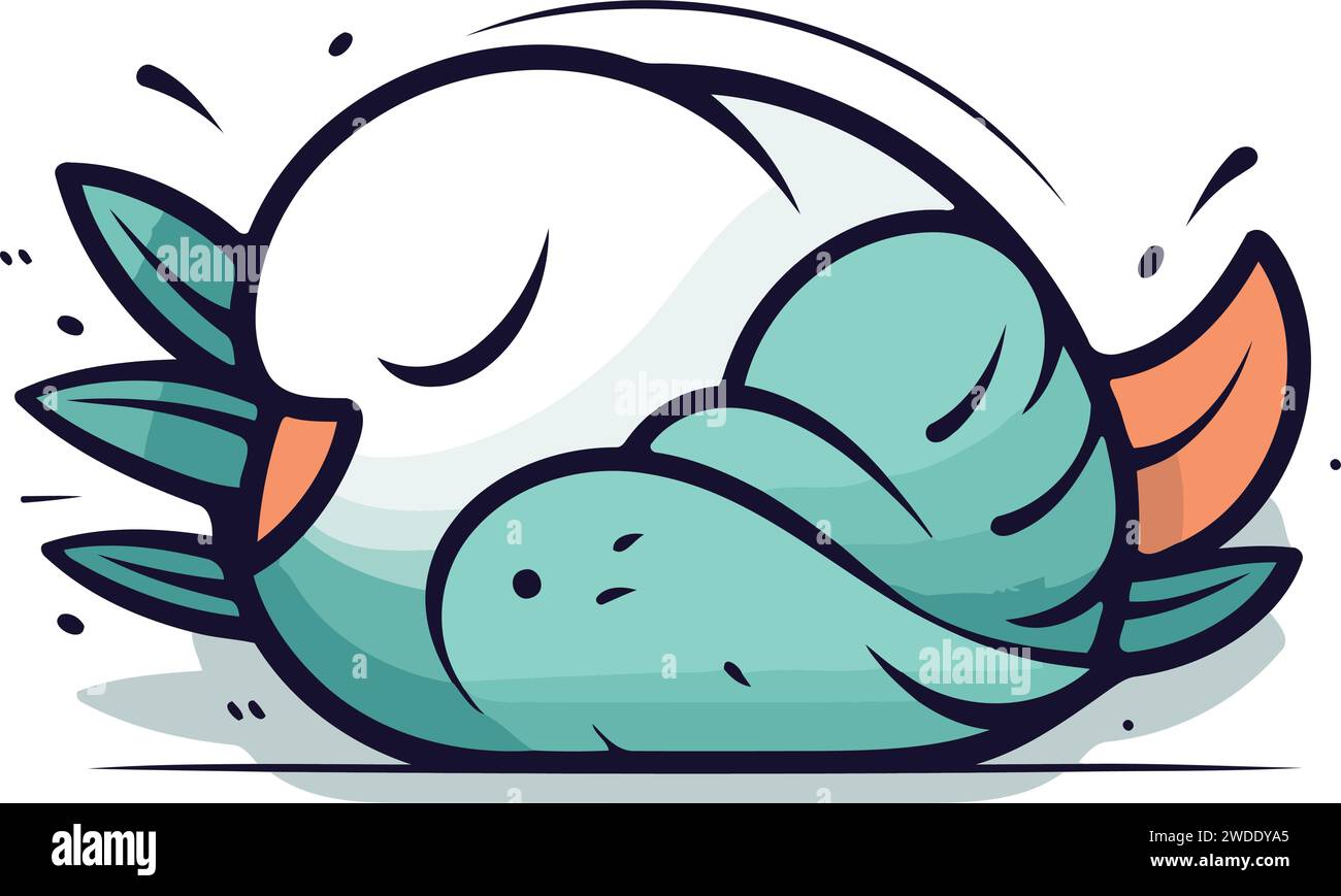 Illustration of a cute bird sleeping on the ground. Vector illustration Stock Vector Image & Art ...