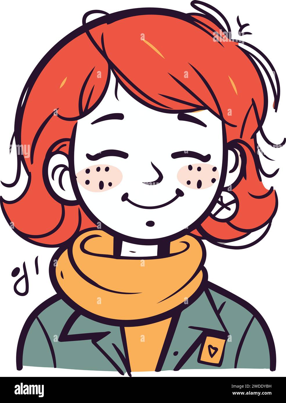 Vector Illustration Of A Cute Red Haired Girl With Freckles On Her Face Stock Vector Image And Art