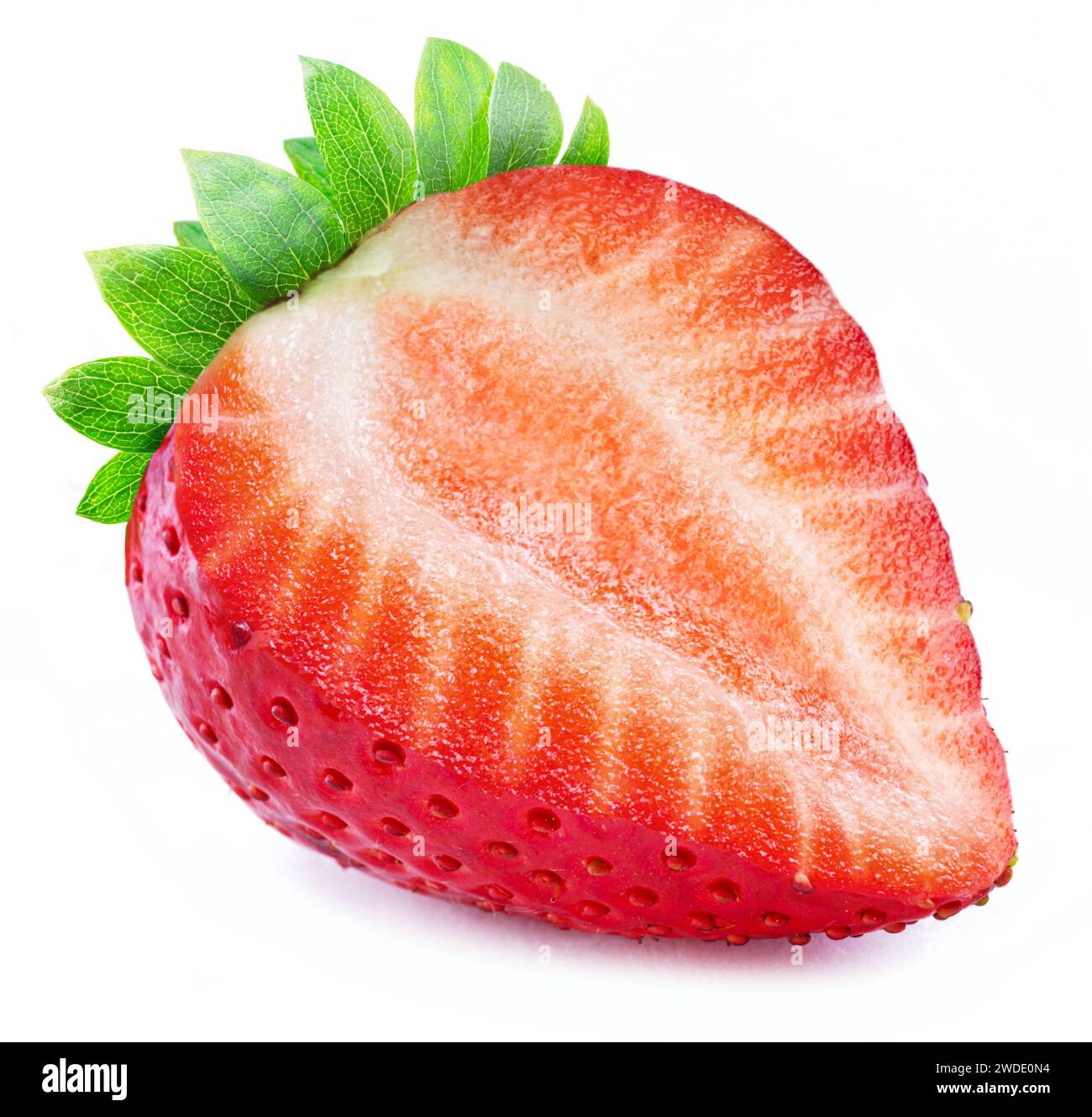 Ripe perfect strawberry cross cut isolated on white background Stock ...