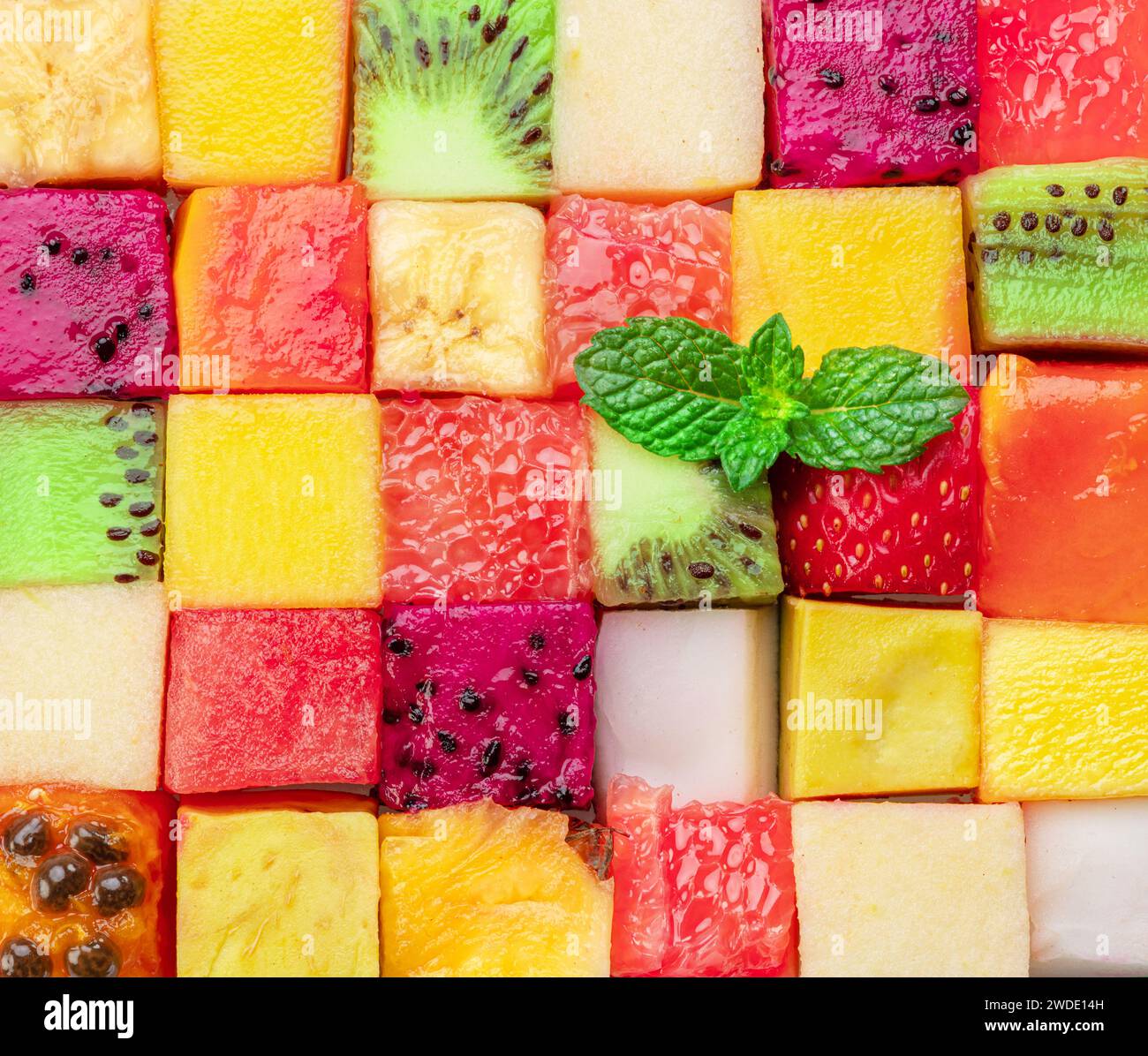 Fruit puzzle. Colorful food background or pattern arranged of different ...