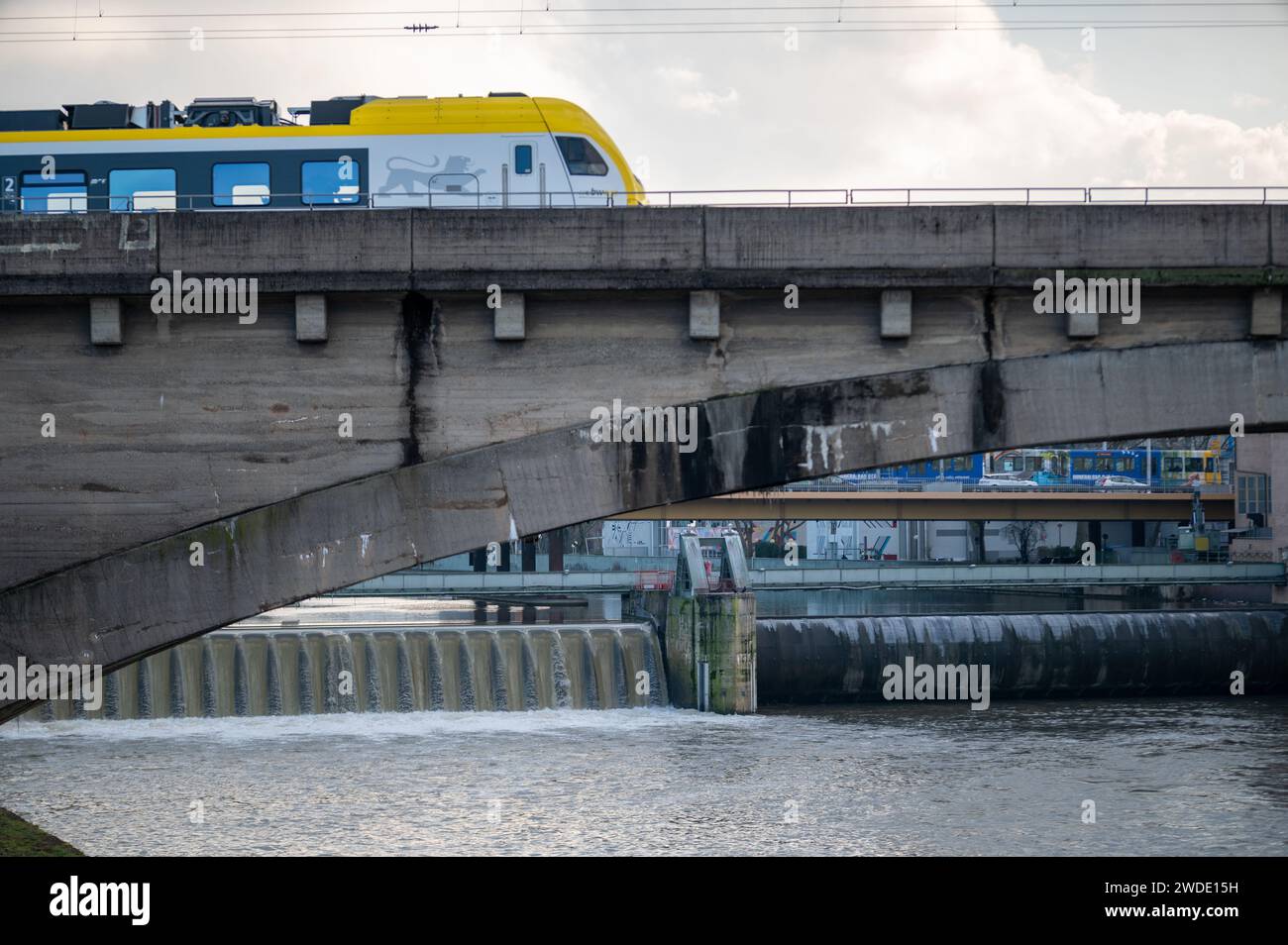 A railroad bridge over the river Neckar in Stuttgart Stock Photo - Alamy