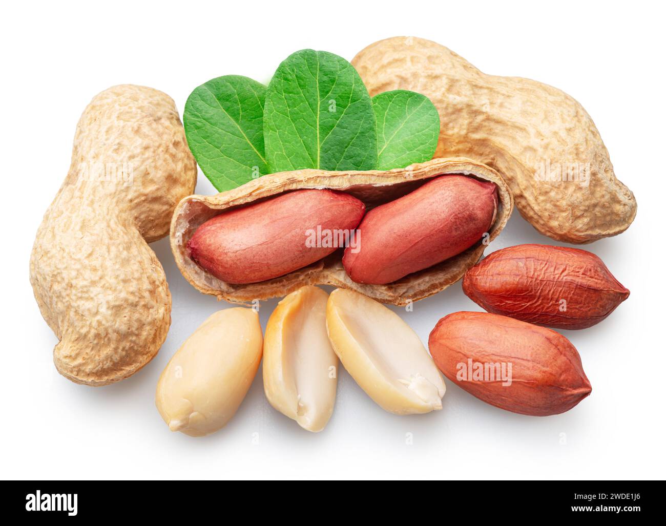 Peanuts whole and cracked isolated on white background Stock Photo - Alamy