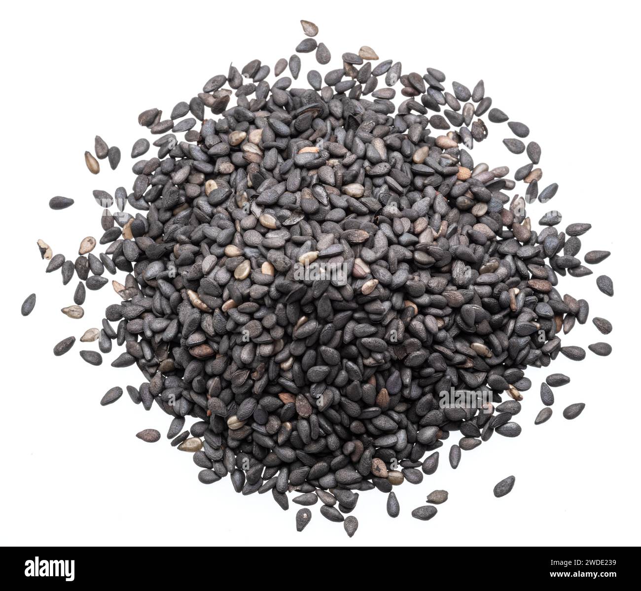 Heap of black cumin seeds isolated on white background. Top view Stock ...