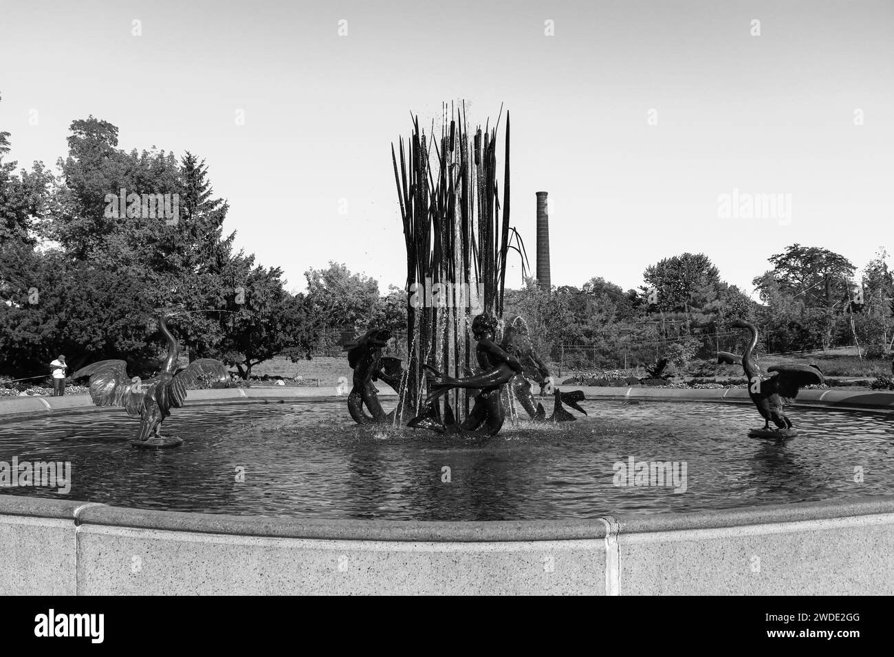 Eli bates fountain in Chicago Lincoln park in black and white Stock ...