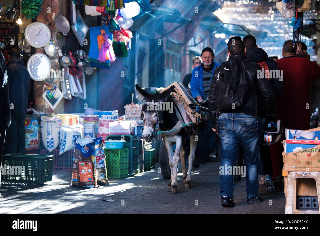 Marrakesh, Morocco - February 28, 2022: In the narrow streets of the ...
