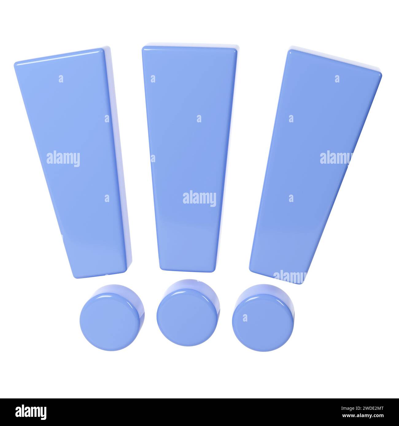 Three Exclamation signs blue color. Realistic 3d balloon on white ...