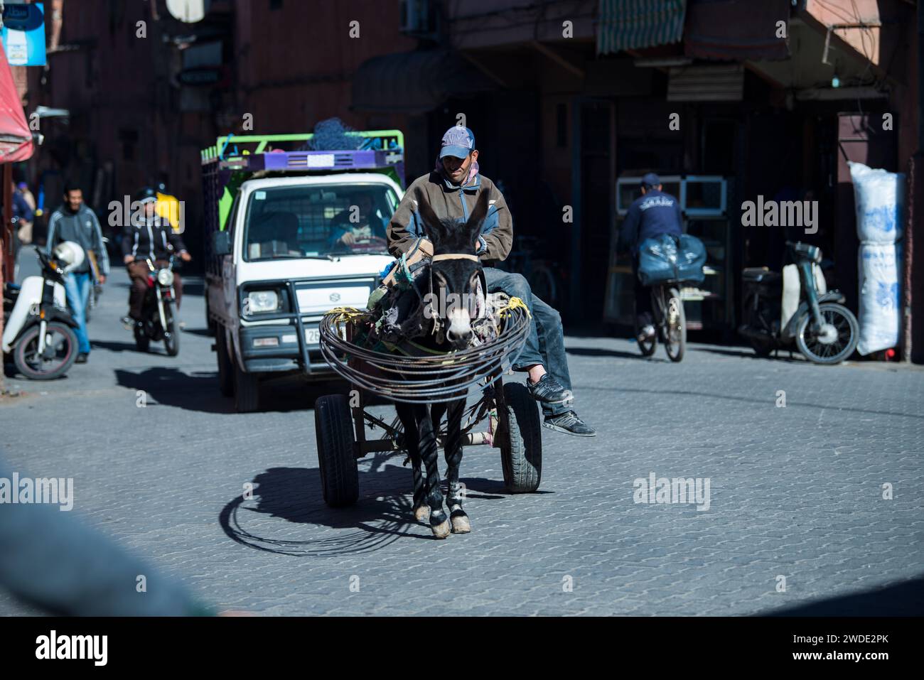 Marrakesh, Morocco - February 28, 2022: In the narrow streets of the ...