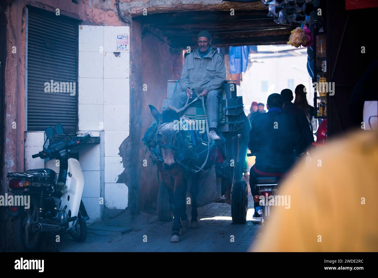 Marrakesh, Morocco - February 28, 2022: In the narrow streets of the ...