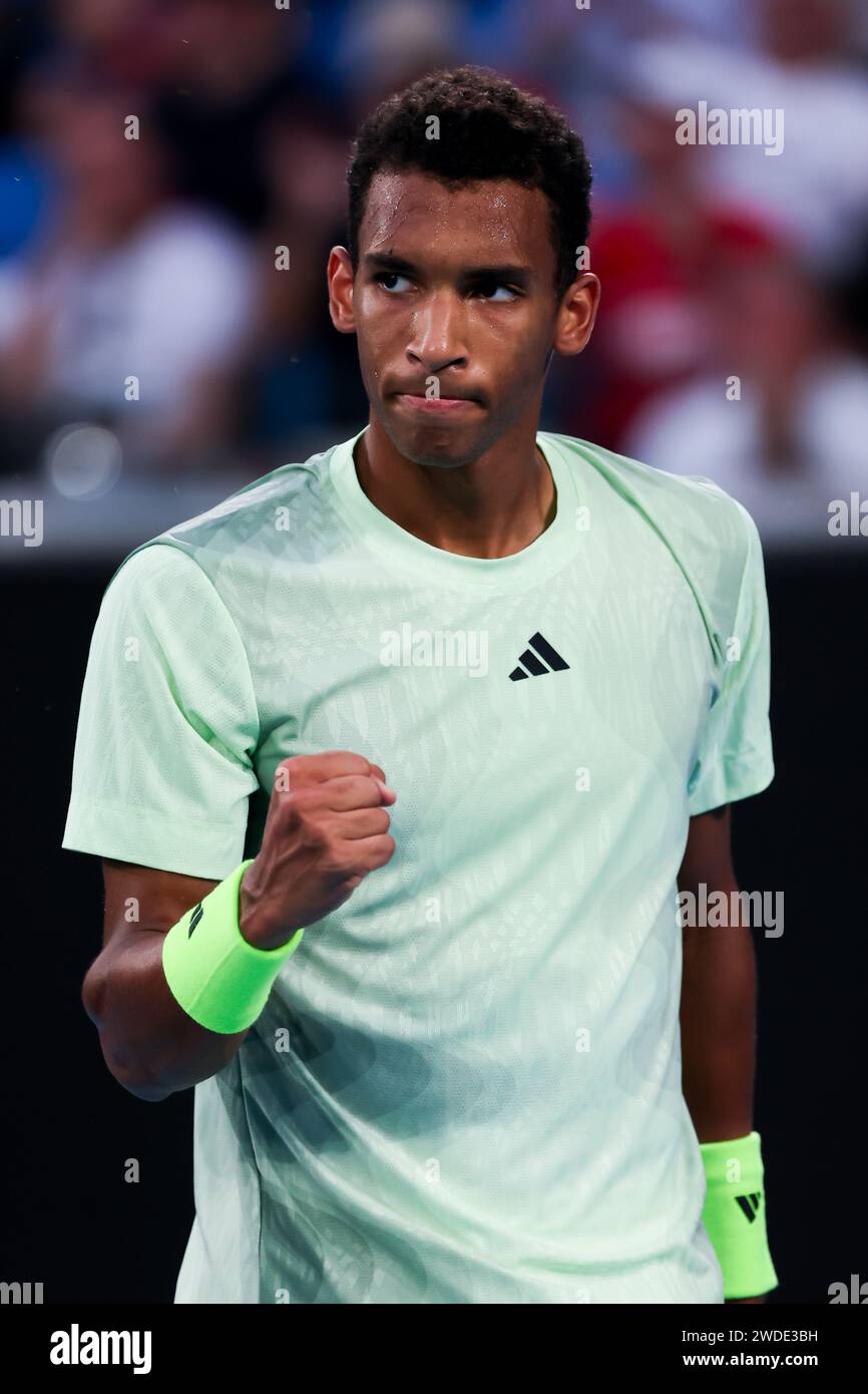Melbourne, Victoria, Australia. 20th Jan, 2024. MELBOURNE, AUSTRALIA - JANUARY 20: Felix Auger ...