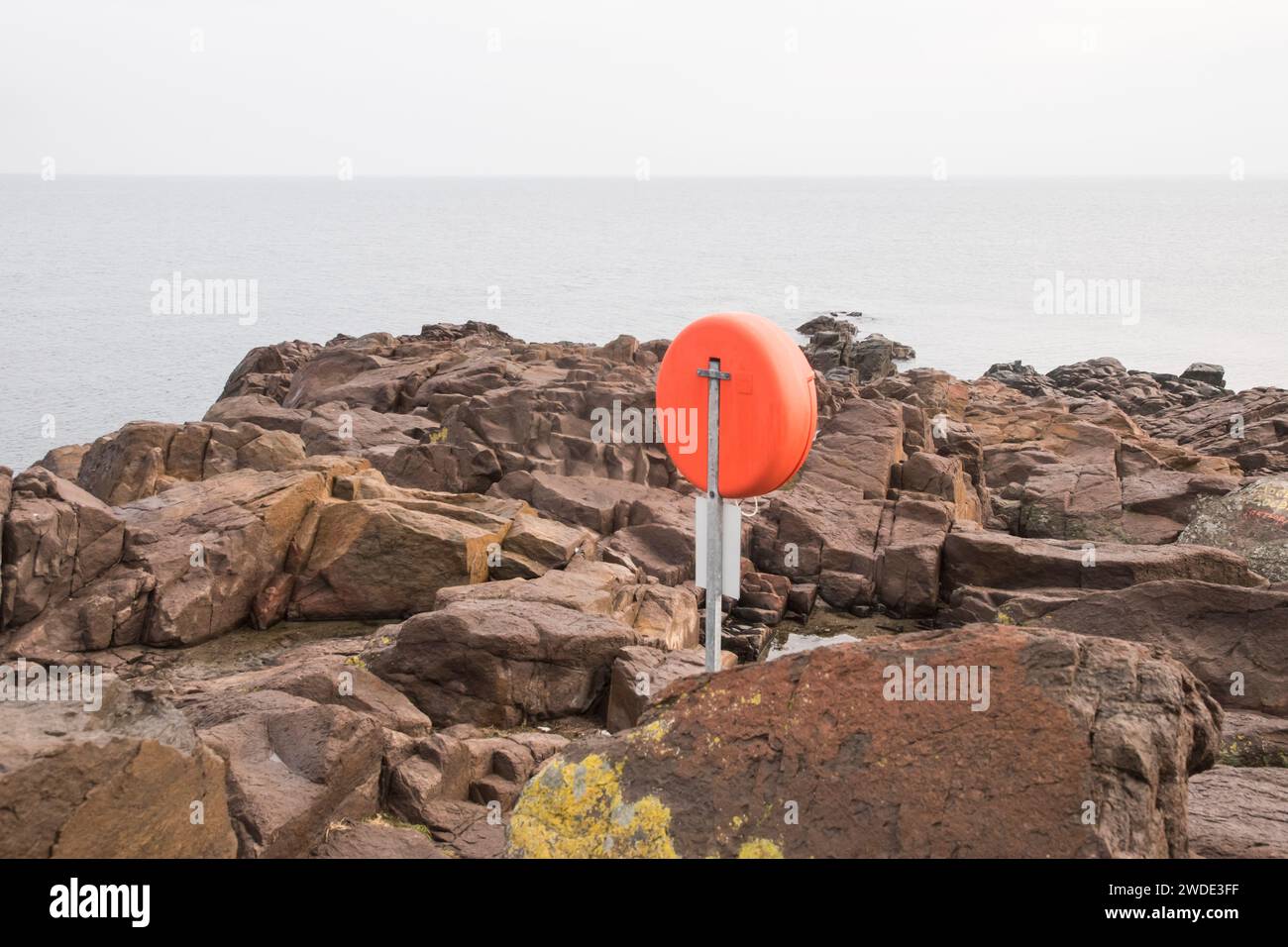 Case box with life belt in case of drowning people near coastal sea ...