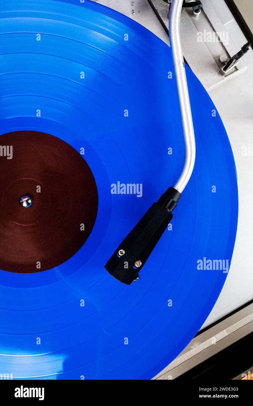 Close up of turntable needle on a vinyl record. Turntable playing vinyl ...