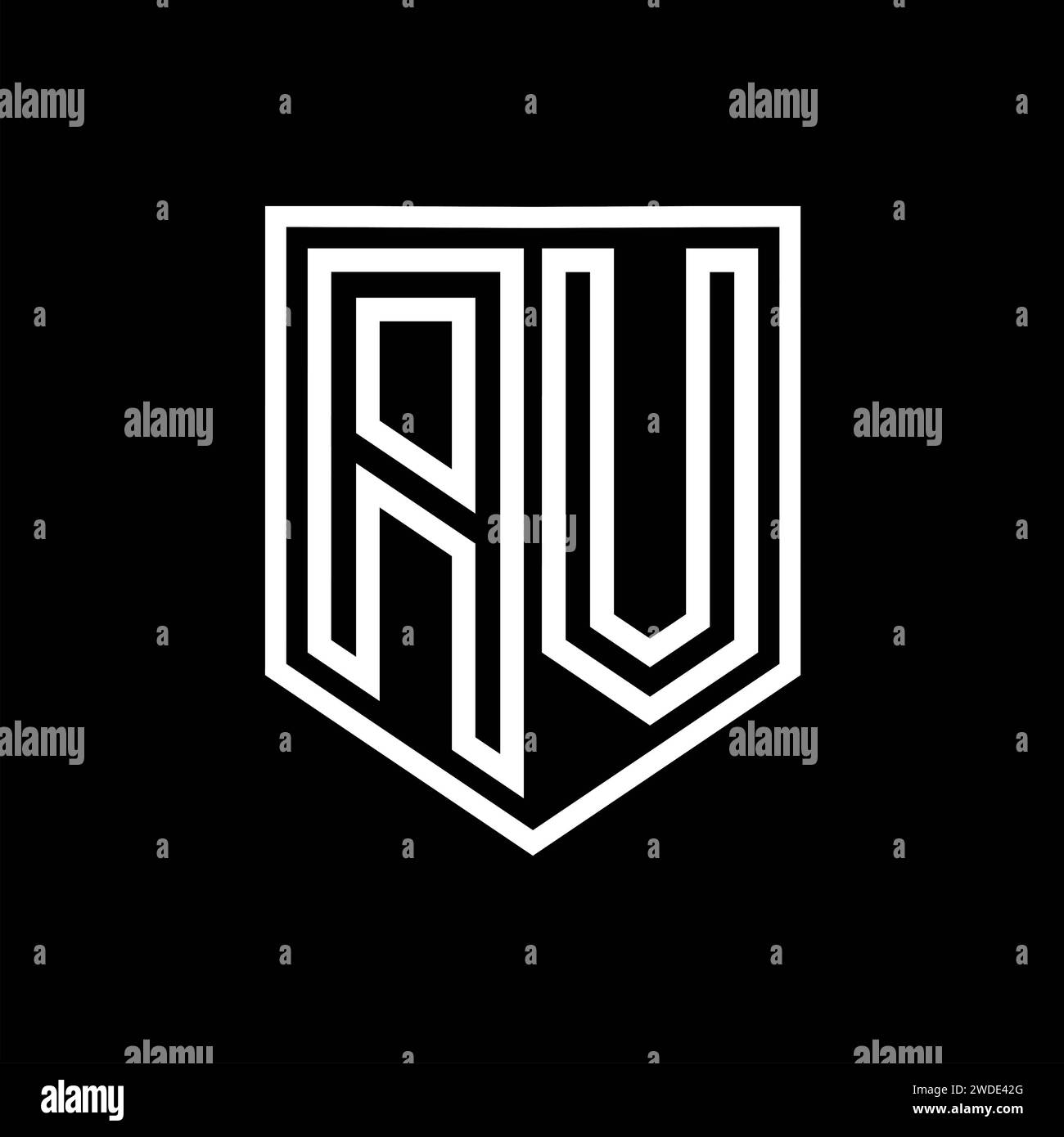 AV Letter Logo monogram shield geometric line inside shield isolated ...