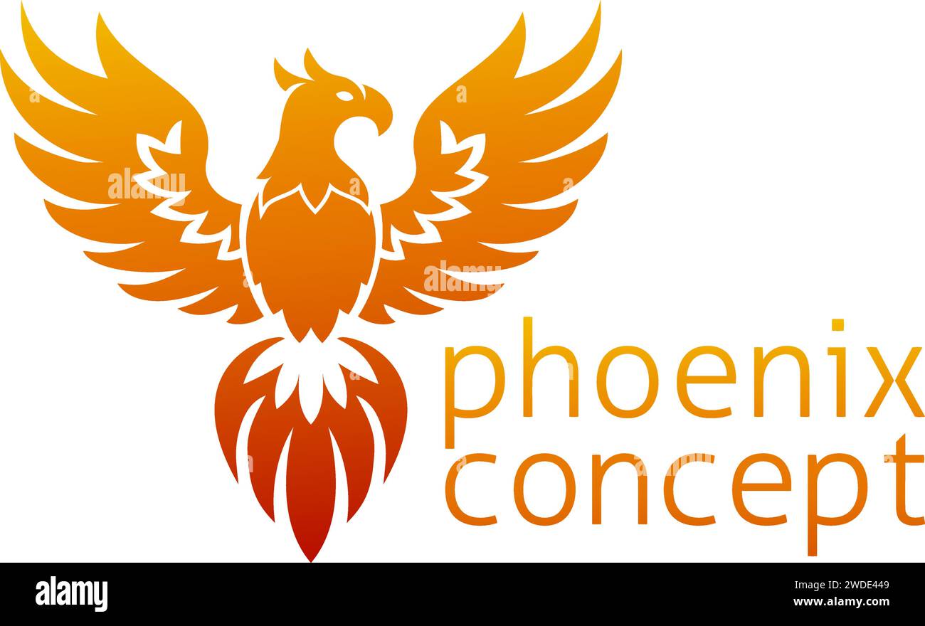 Phoenix Fire Bird Rising Wings Spread Eagle Stock Vector Image & Art ...