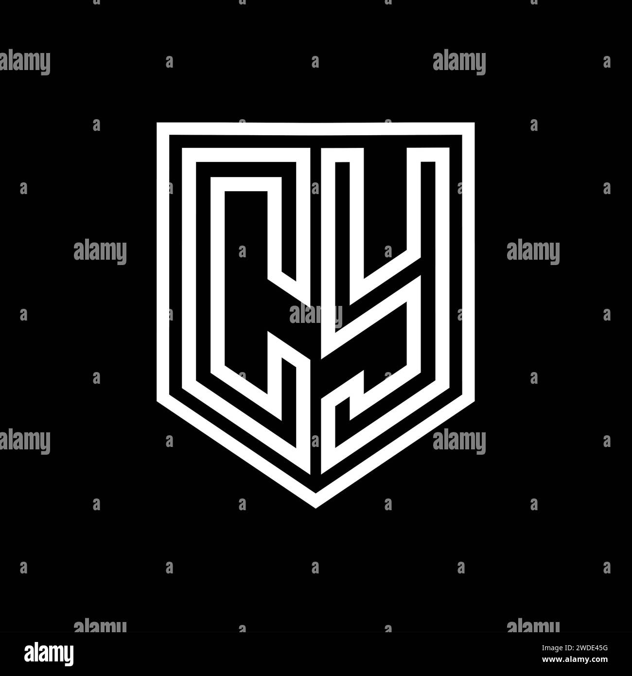 CY Letter Logo monogram shield geometric line inside shield isolated ...