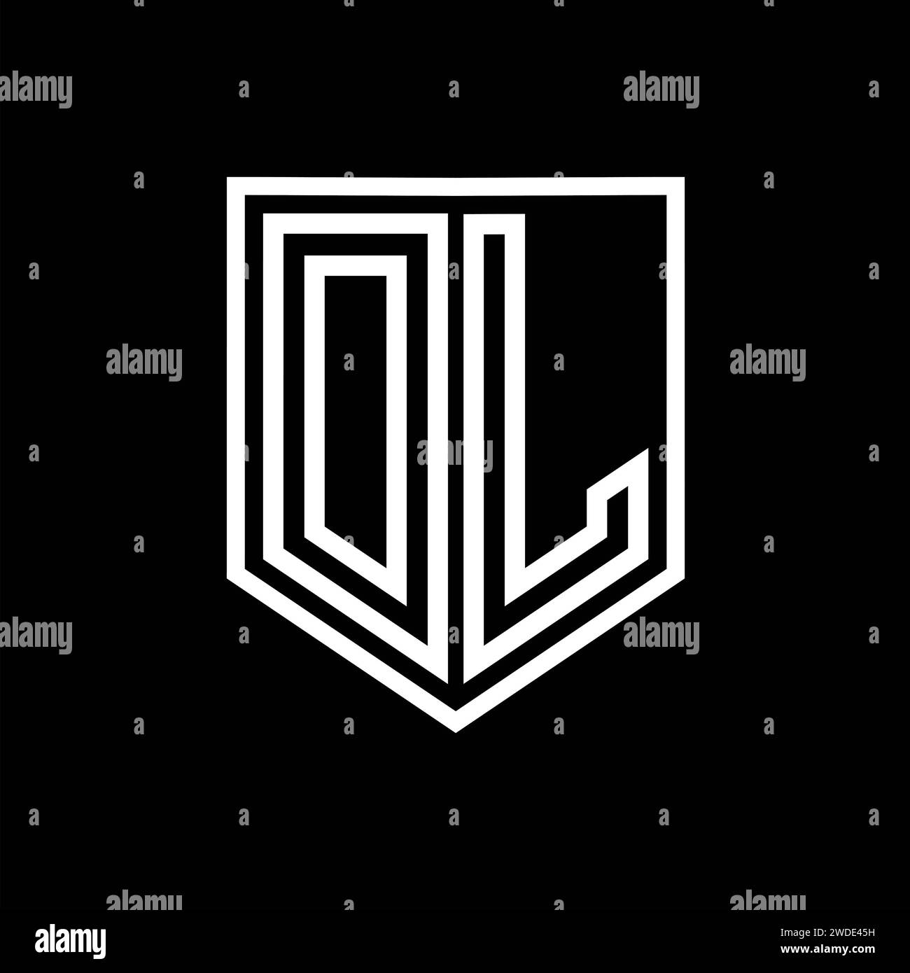 DL Letter Logo monogram shield geometric line inside shield isolated style design template Stock ...