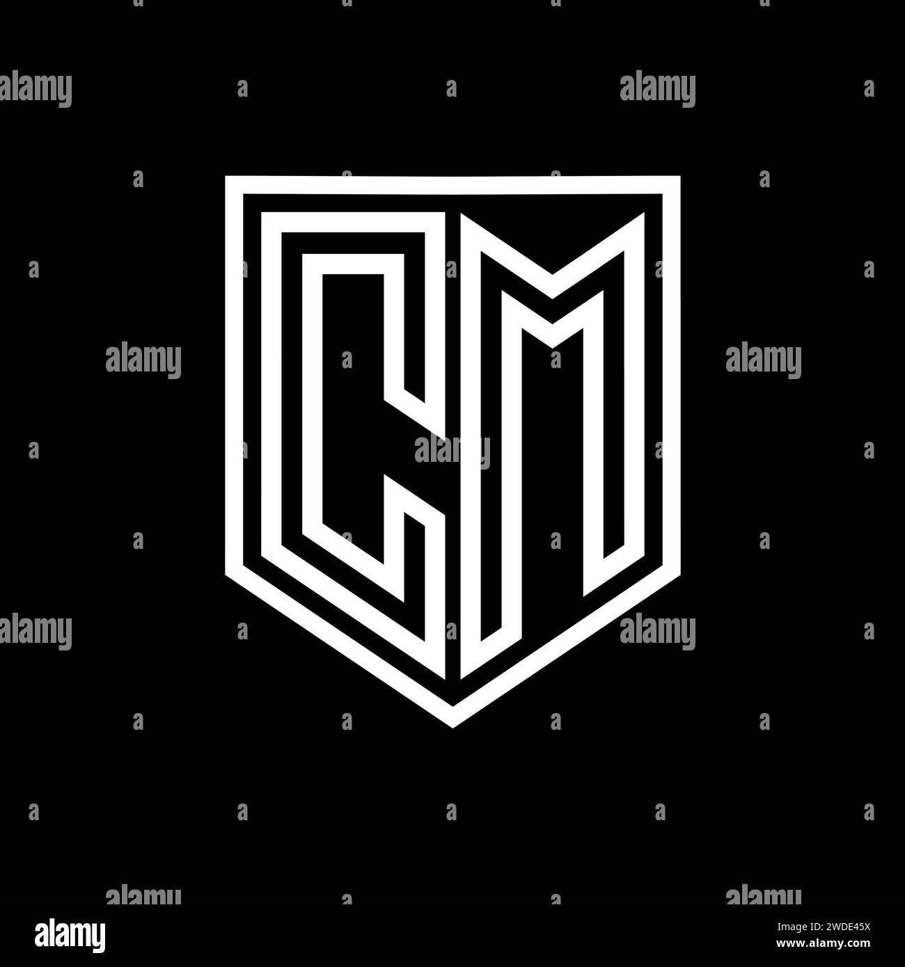 CM Letter Logo monogram shield geometric line inside shield isolated ...