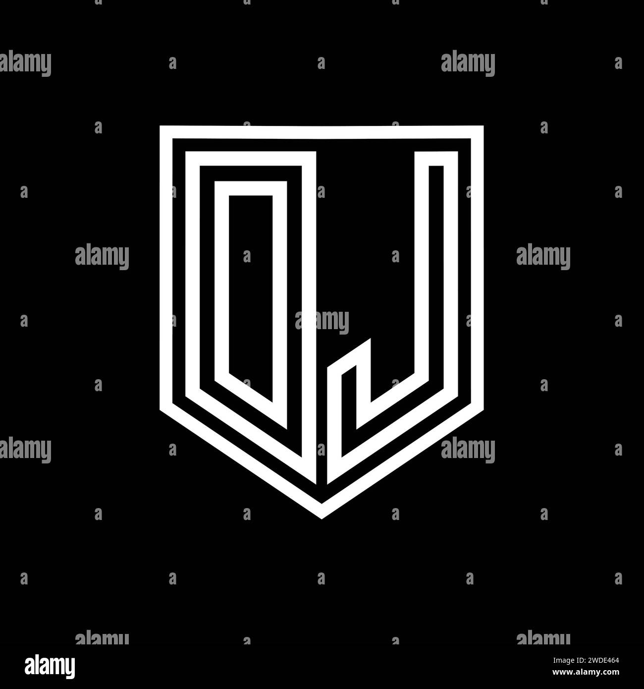 DJ Letter Logo monogram shield geometric line inside shield isolated style design template Stock ...