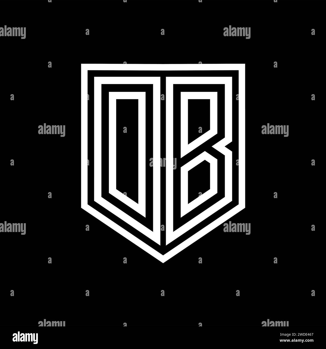 DB Letter Logo monogram shield geometric line inside shield isolated style design template Stock ...