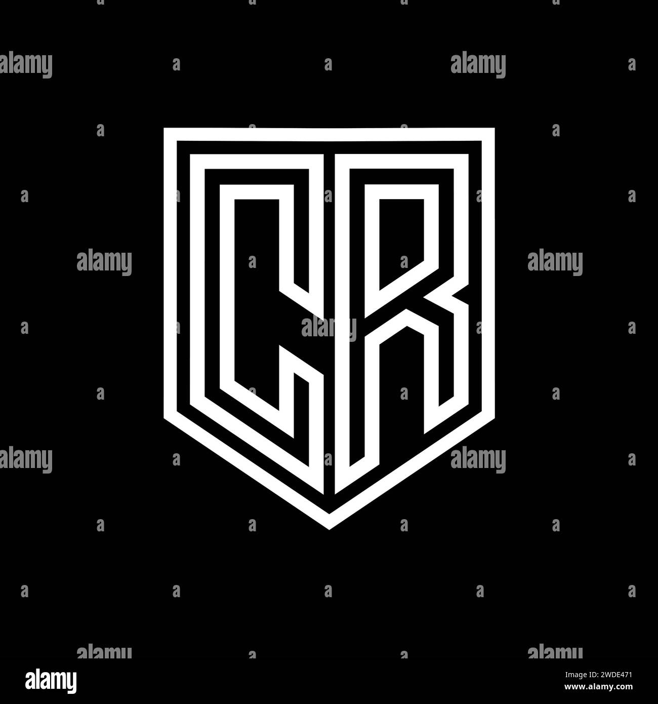 CR Letter Logo monogram shield geometric line inside shield isolated ...
