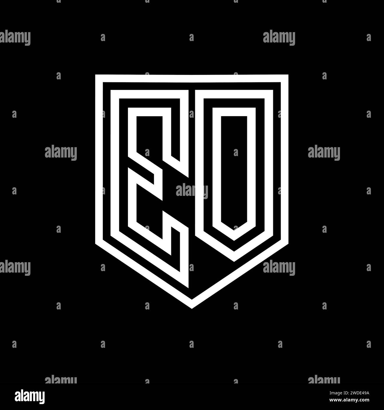 EO Letter Logo monogram shield geometric line inside shield isolated ...