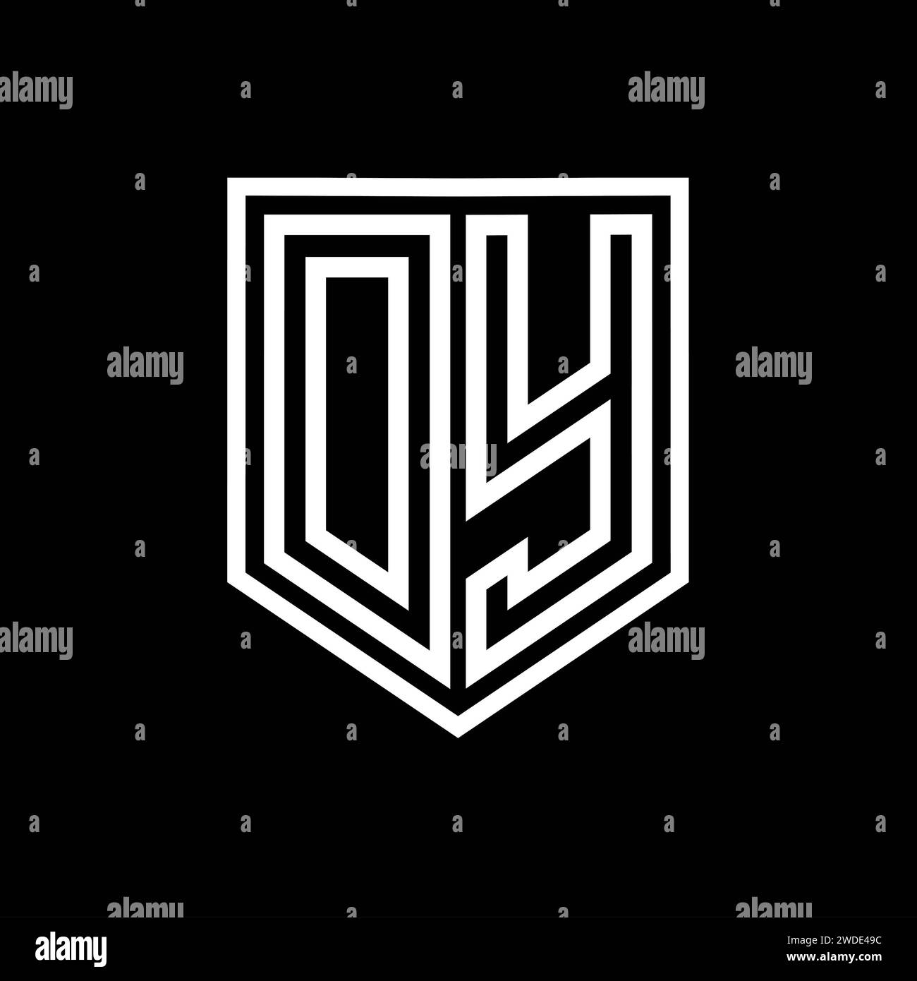 DY Letter Logo monogram shield geometric line inside shield isolated style design template Stock ...
