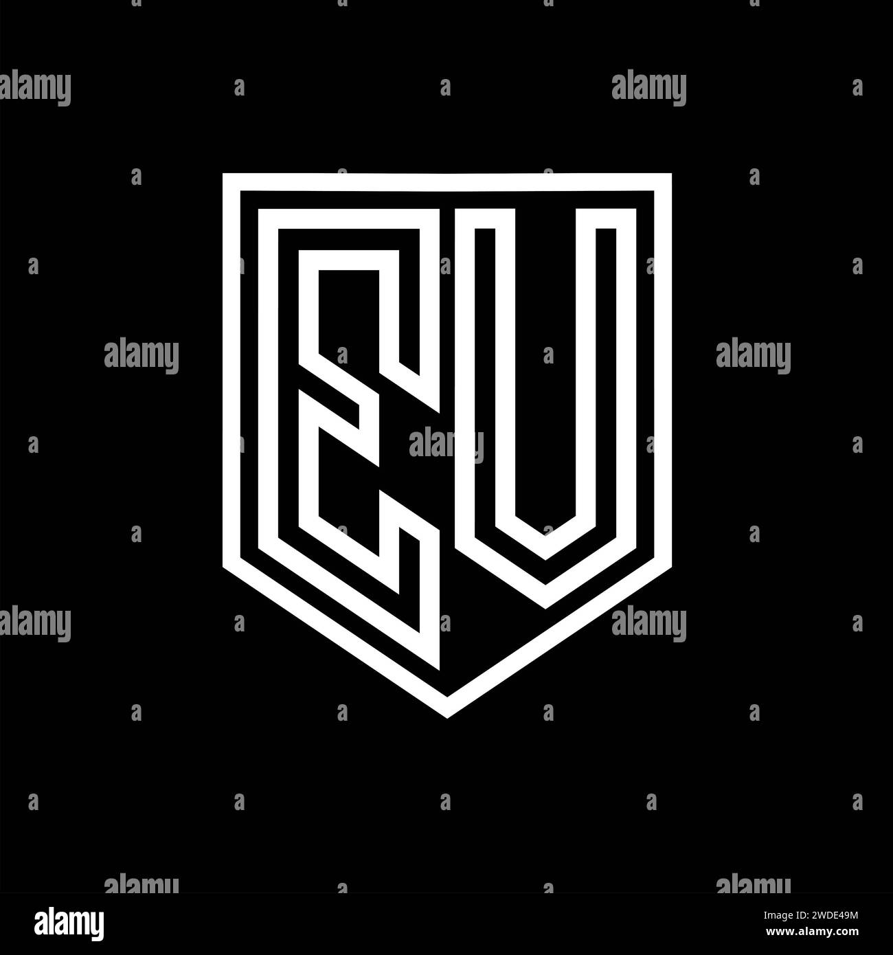 EV Letter Logo monogram shield geometric line inside shield isolated style design template Stock ...