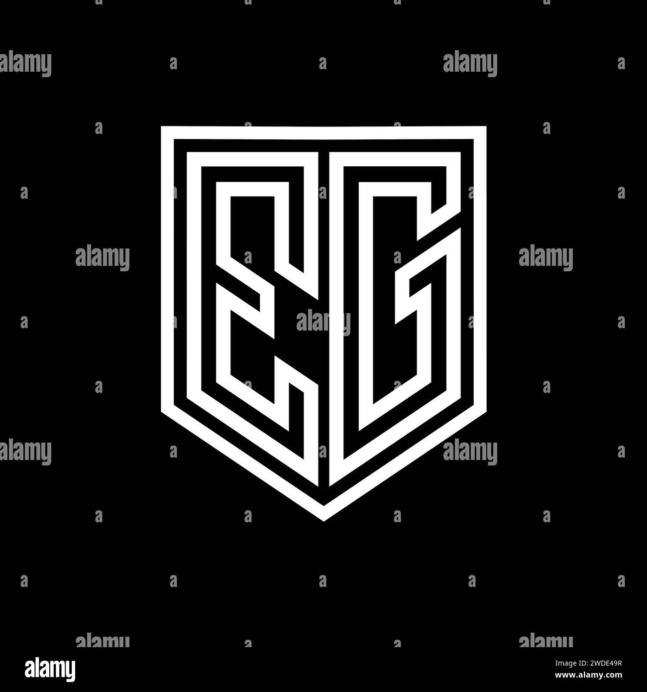 EG Letter Logo monogram shield geometric line inside shield isolated ...