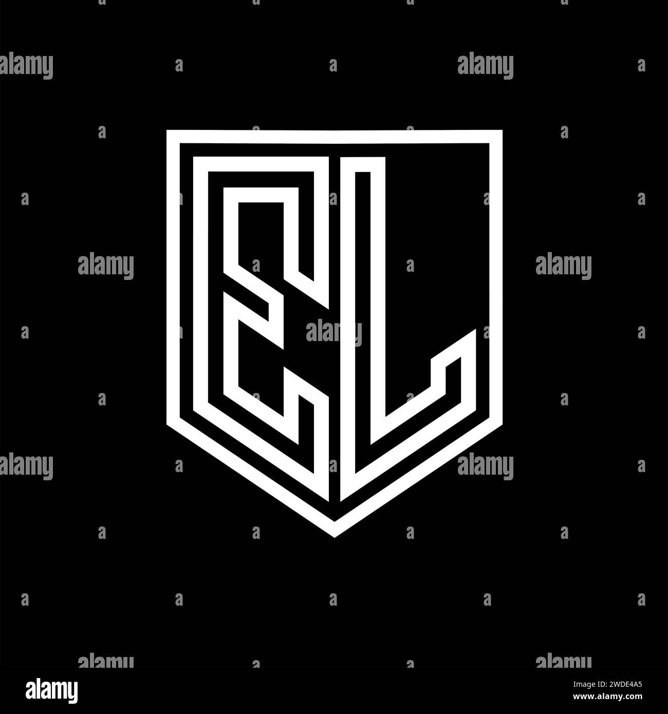 EL Letter Logo monogram shield geometric line inside shield isolated style design template Stock ...