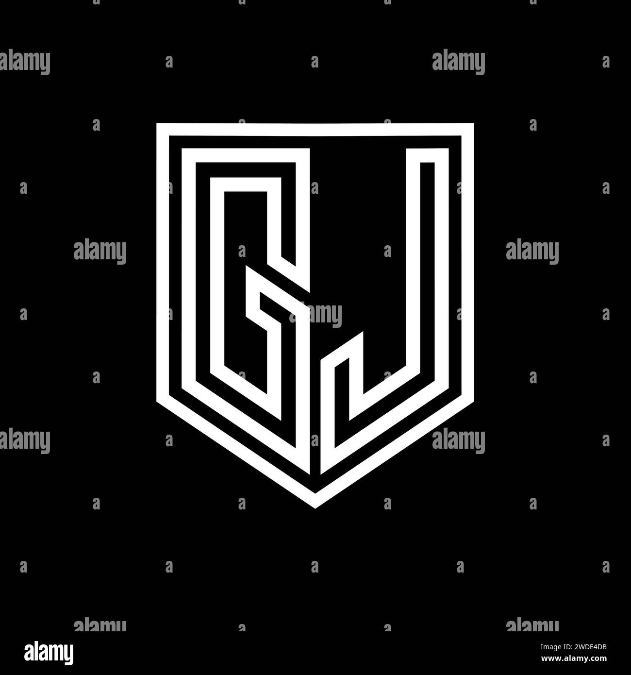 GJ Letter Logo monogram shield geometric line inside shield isolated style design template Stock ...