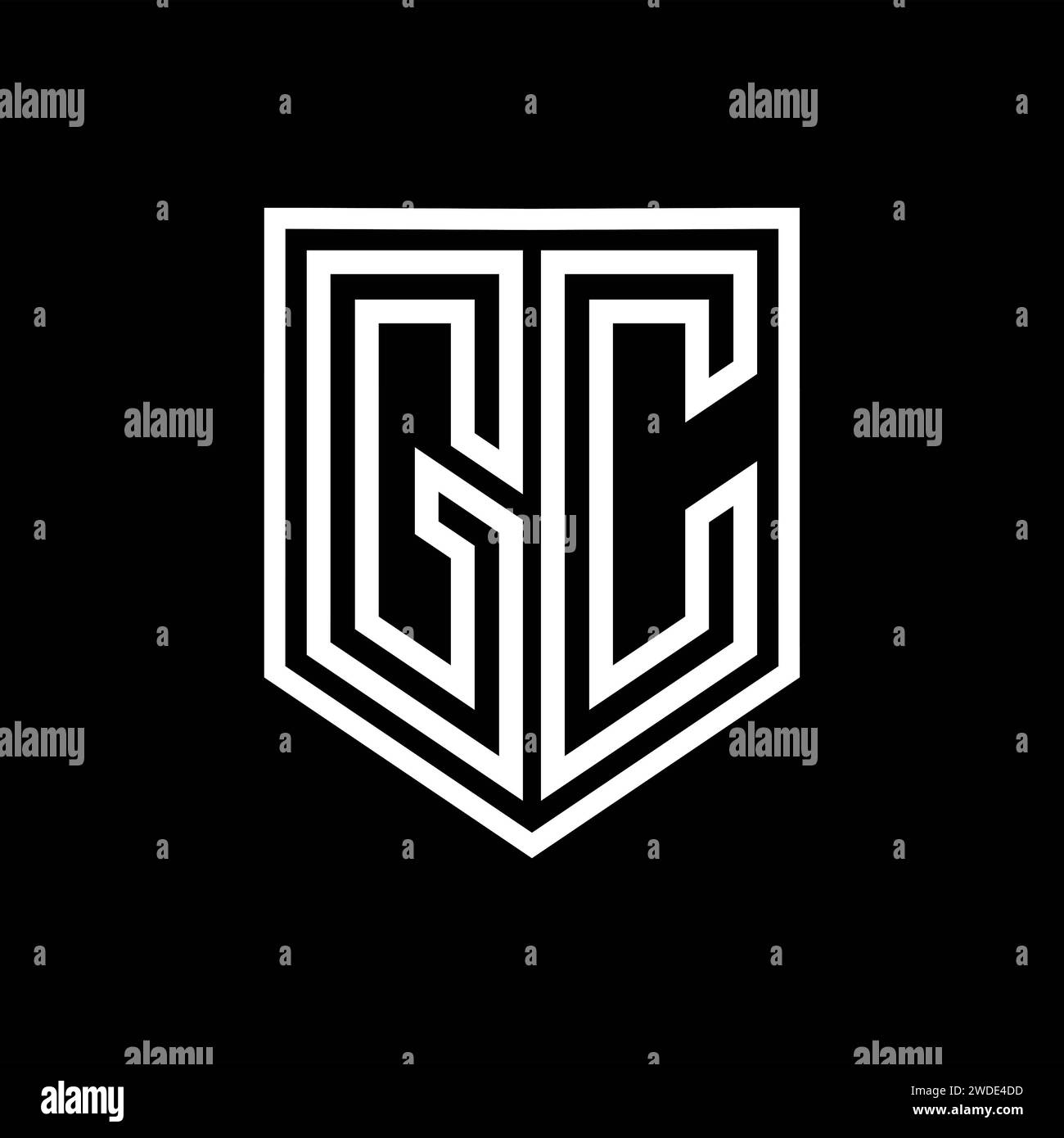 GC Letter Logo monogram shield geometric line inside shield isolated style design template Stock ...