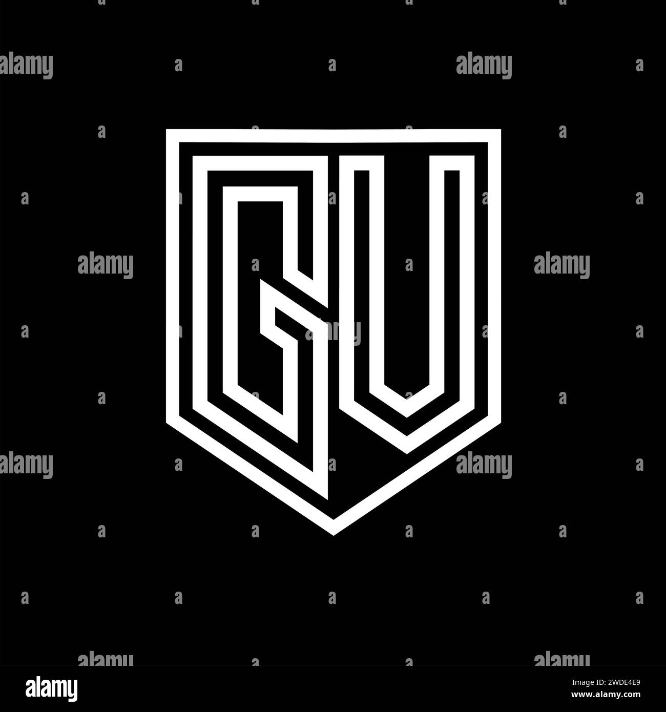 GV Letter Logo monogram shield geometric line inside shield isolated ...