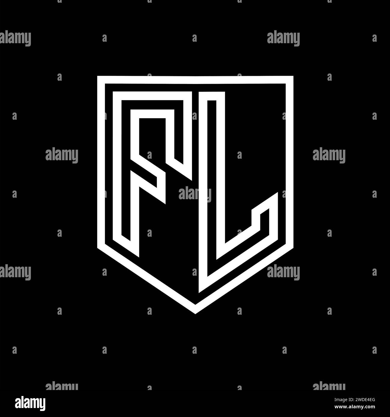 FL Letter Logo monogram shield geometric line inside shield isolated style design template Stock ...