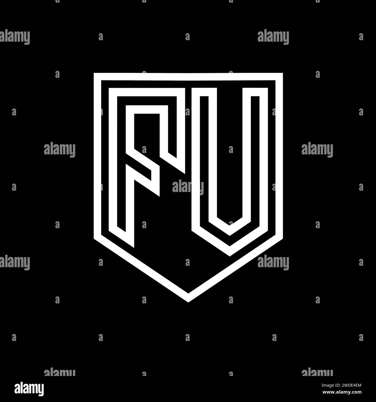 FV Letter Logo monogram shield geometric line inside shield isolated style design template Stock ...