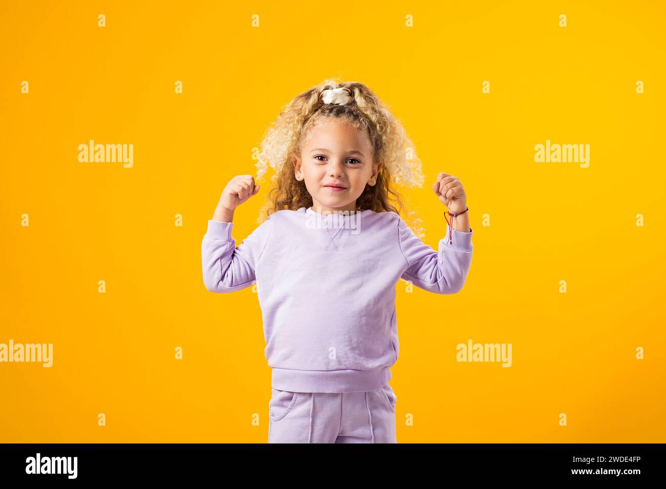 Portrait of Child Girl Celebrating Victory with a Winning Gesture Stock ...