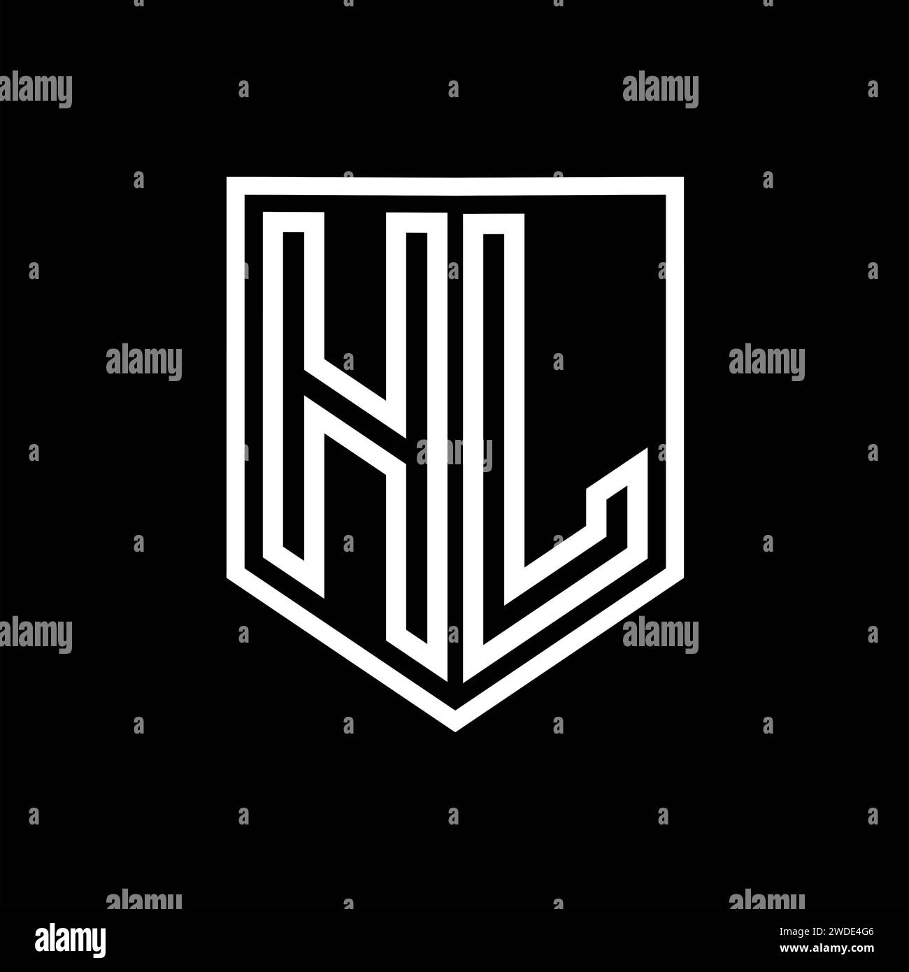 HL Letter Logo monogram shield geometric line inside shield isolated style design template Stock ...