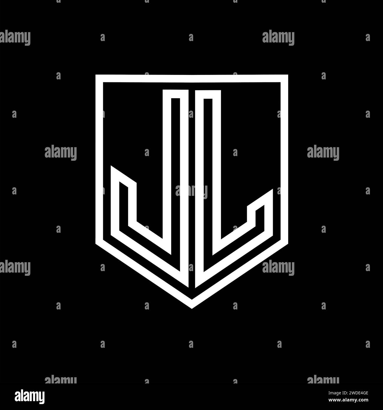 JL Letter Logo monogram shield geometric line inside shield isolated style design template Stock ...