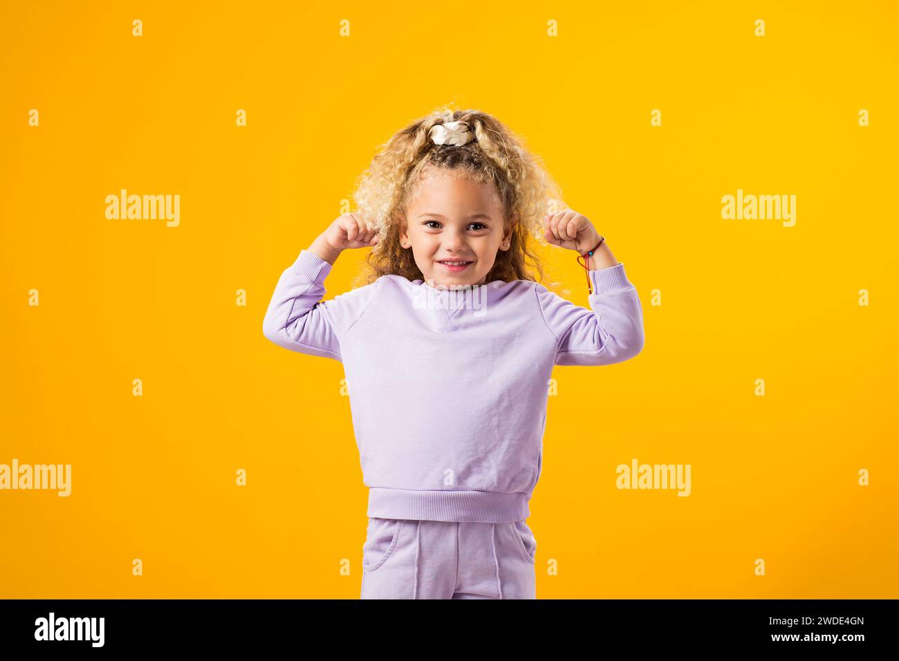 Portrait of Child Girl Celebrating Victory with a Winning Gesture Stock ...