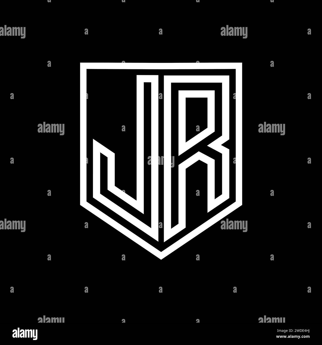 JR Letter Logo monogram shield geometric line inside shield isolated ...