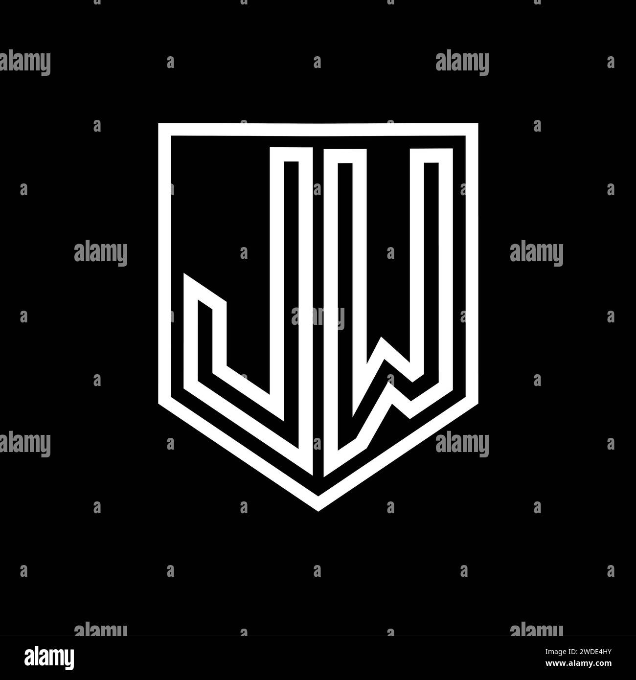 JW Letter Logo monogram shield geometric line inside shield isolated style design template Stock ...