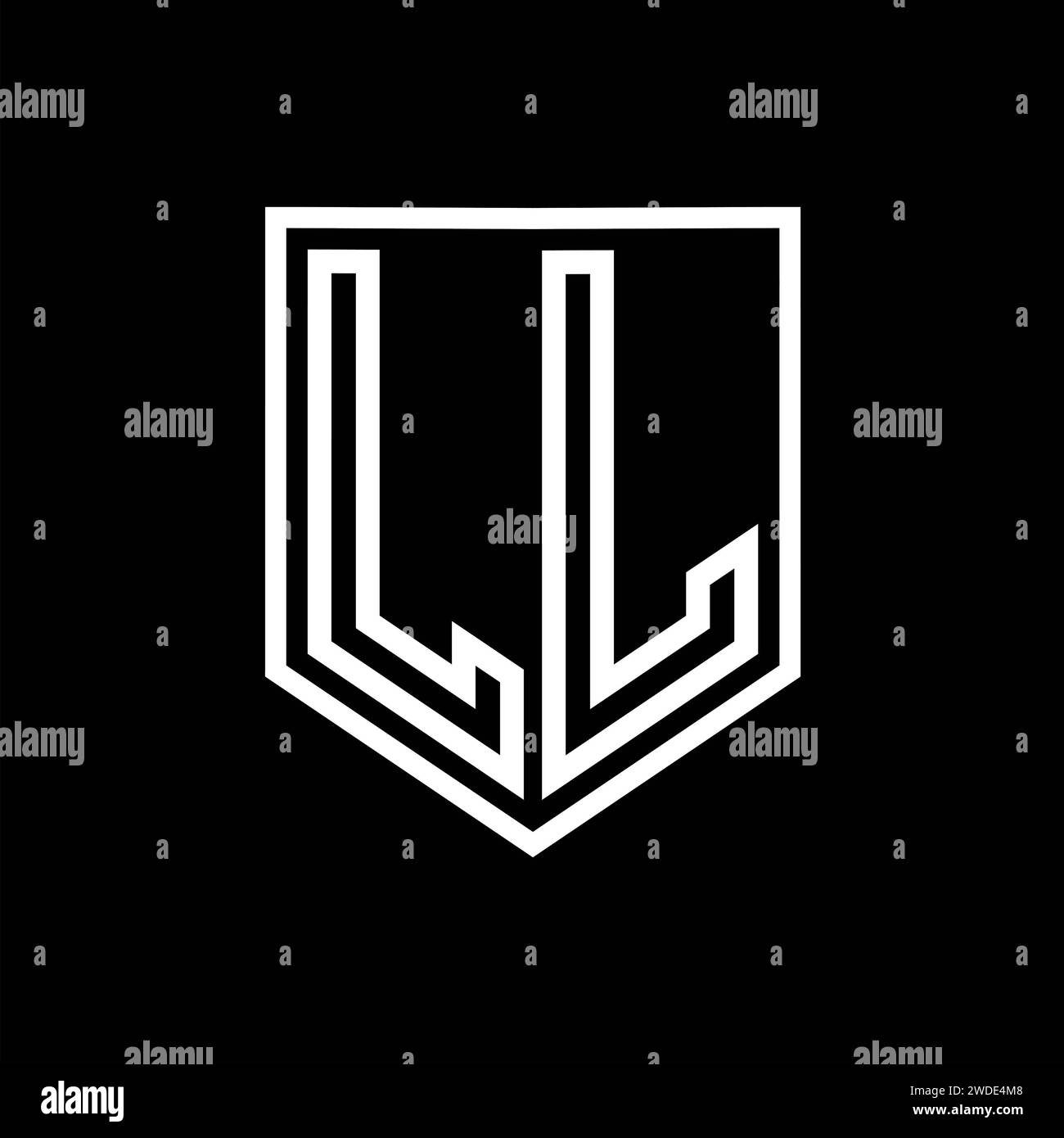 LL Letter Logo monogram shield geometric line inside shield isolated ...