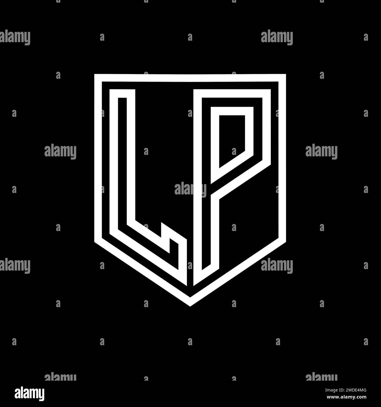 LP Letter Logo monogram shield geometric line inside shield isolated style design template Stock ...