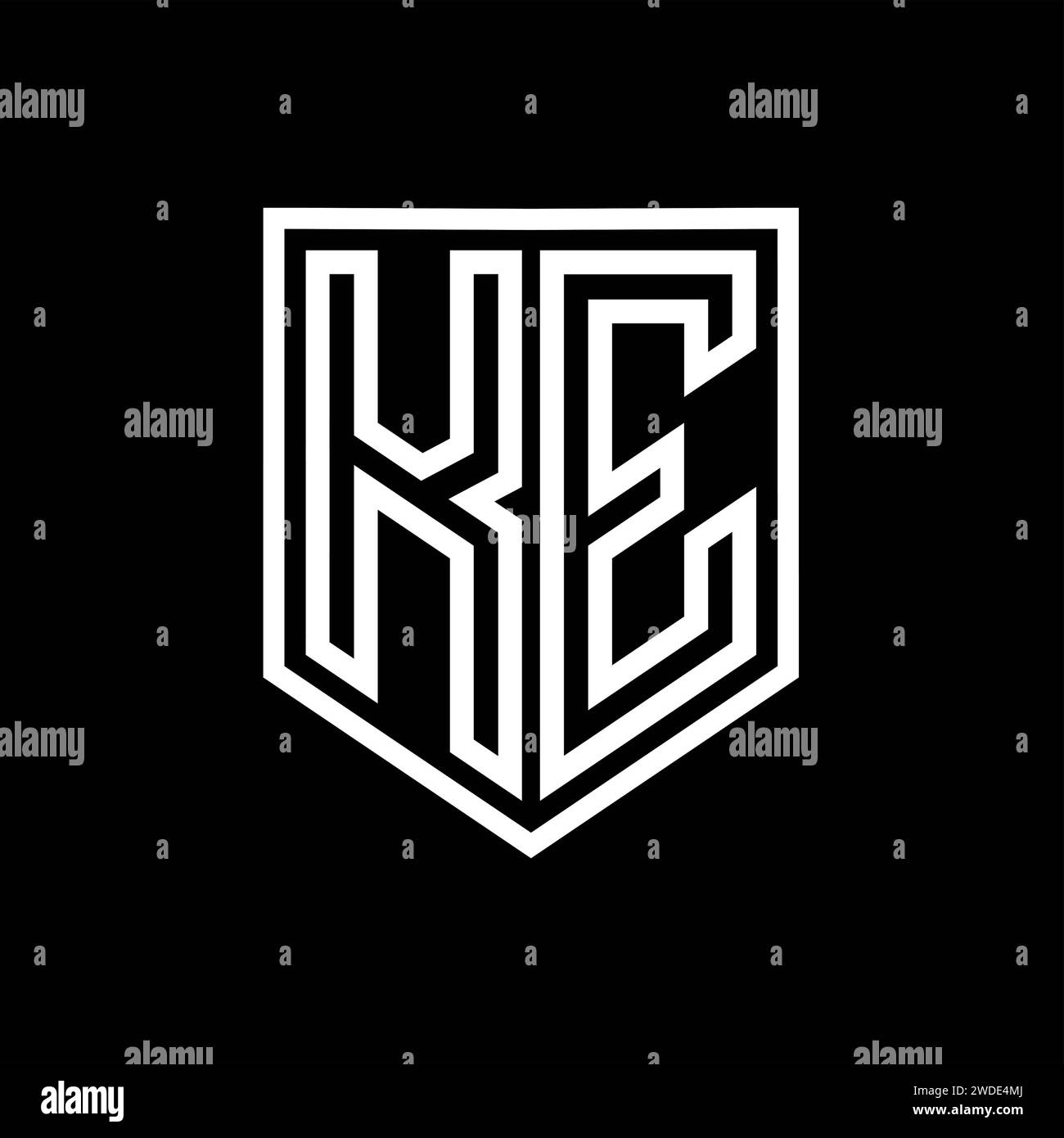 KE Letter Logo monogram shield geometric line inside shield isolated style design template Stock ...