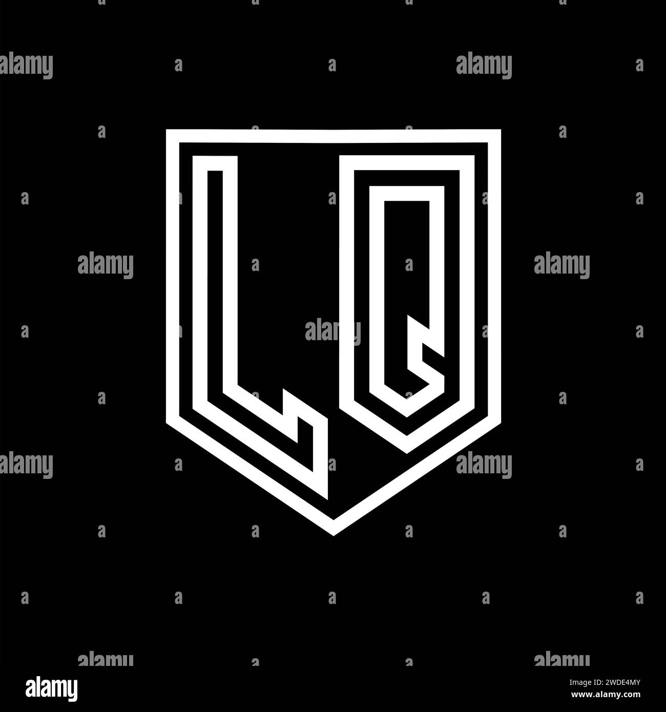 LQ Letter Logo monogram shield geometric line inside shield isolated style design template Stock ...