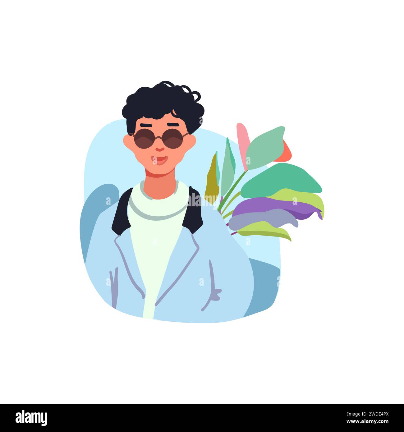 Avatar in a modern minimalist style. A guy in sunglasses and a blue ...