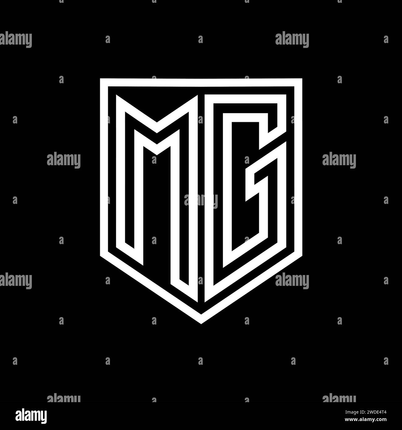 MG Letter Logo monogram shield geometric line inside shield isolated ...