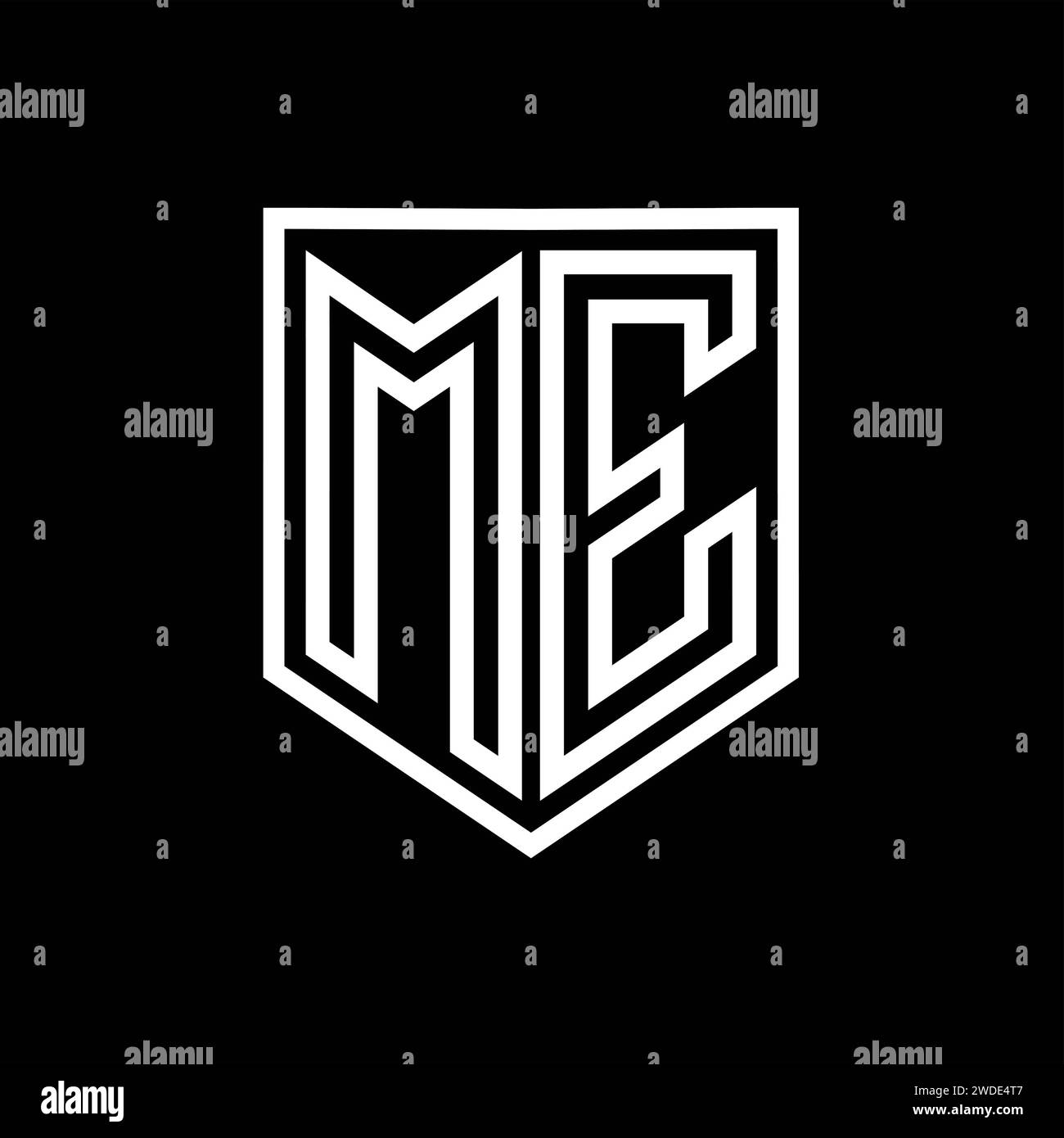ME Letter Logo monogram shield geometric line inside shield isolated ...